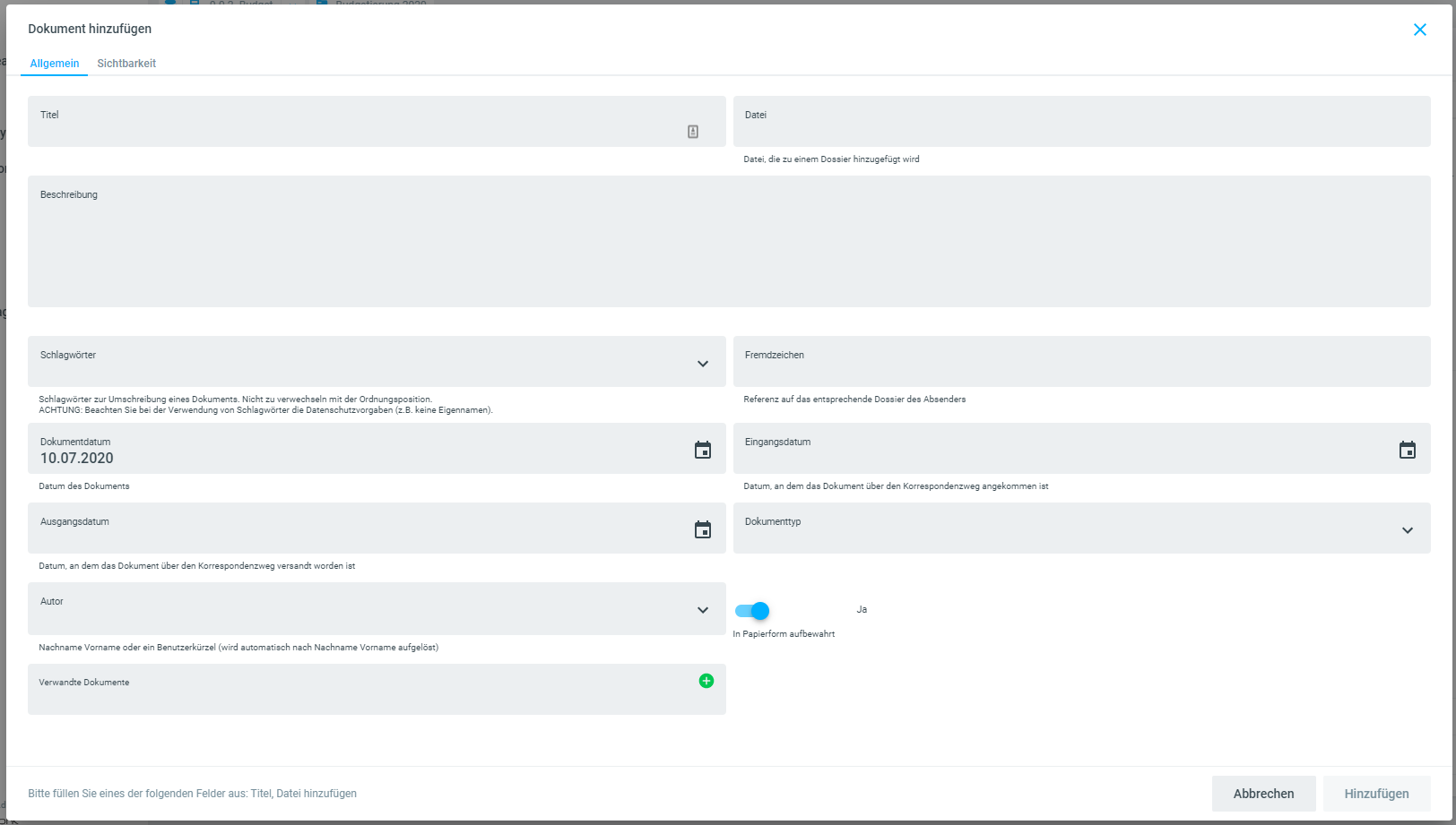Ein neues Dokument erstellen